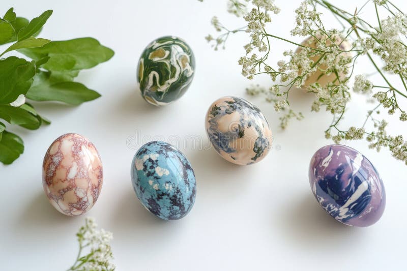 Hand-Painted Easter Eggs with Vibrant Marble Patterns Stock ...