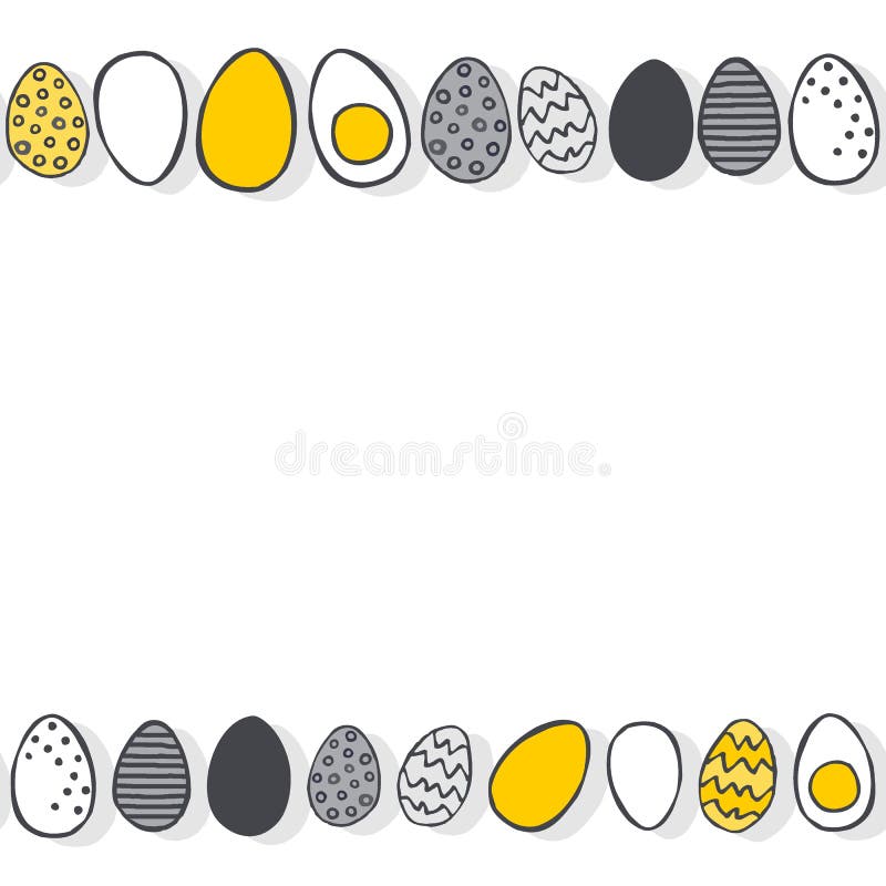 Hand Painted Eggs in Rows Double Horizontal Border on White Stock ...