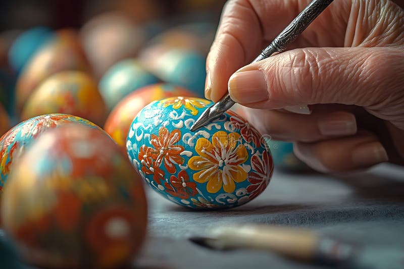 Hand-Painted Floral Easter Egg with Intricate Designs Stock Image ...