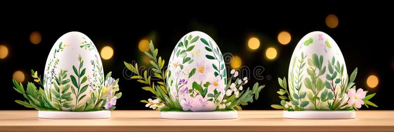 Hand-painted Floral Easter Eggs with Decorative Spring. Happy Easter Stock Illustration ...