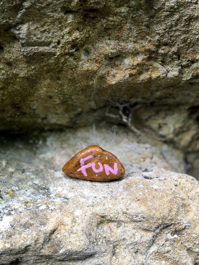 Hand Painted Fun Stone on Rock Stock Image - Image of treasure ...