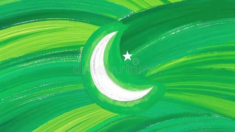 Abstract Background with Crescent Moon and Stars Painting. Pakistani ...