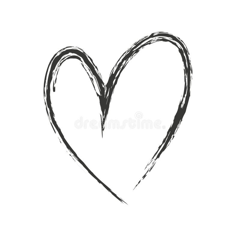 Hand Painted Heart. Vector Black Heart Symbol Stock Vector ...