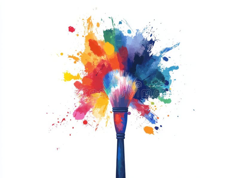 A Hand-painted Illustration Featuring a Paintbrush, Created on a Simple ...