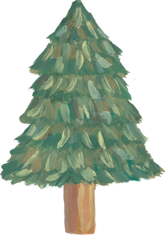Hand-painted Illustration of a Pine Tree with a Conical Shape. Stock ...