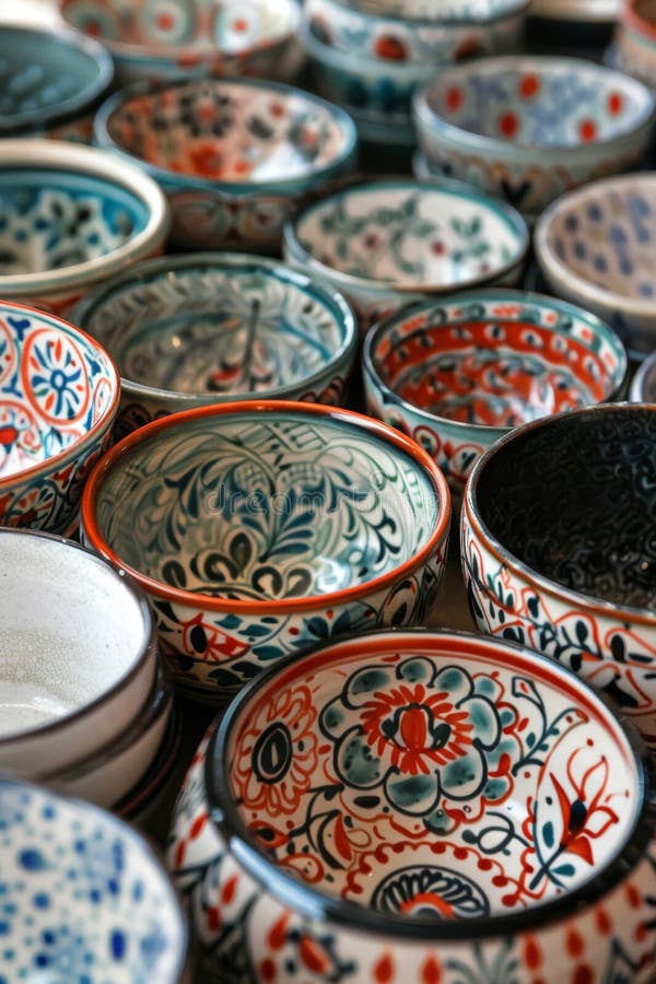Hand-painted Islamic Pottery with Floral Patterns Stock Illustration ...