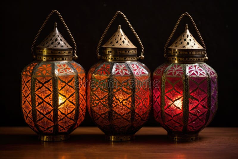 Hand-painted Moroccan Lanterns with Intricate Patterns Stock ...
