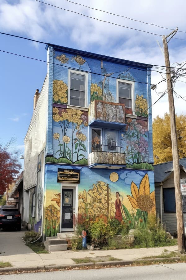 Hand-painted Mural on Local Building Wall Stock Illustration ...