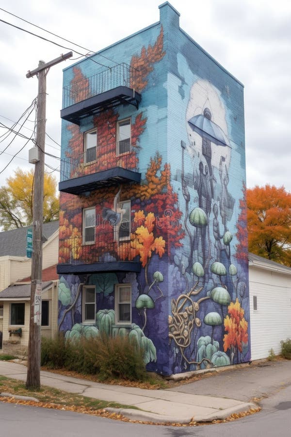 Hand-painted Mural on Local Building Wall Stock Illustration ...