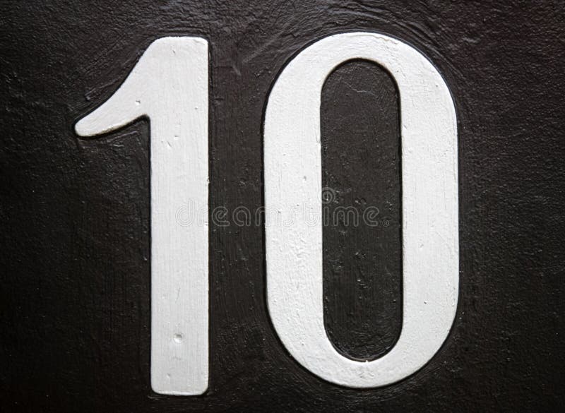 Hand Painted Number 10. White Numbers on Black Background Stock Photo ...
