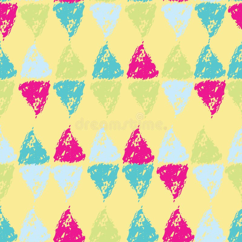 Hand Painted Pastel Triangles on Yellow Background Seamless Pattern ...