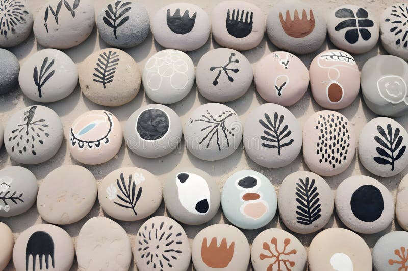 Hand-Painted Pebbles Showcasing Simple yet Elegant Designs Stock Image ...