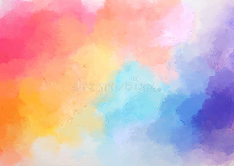Hand Painted Rainbow Coloured Abstract Watercolour Background Stock ...