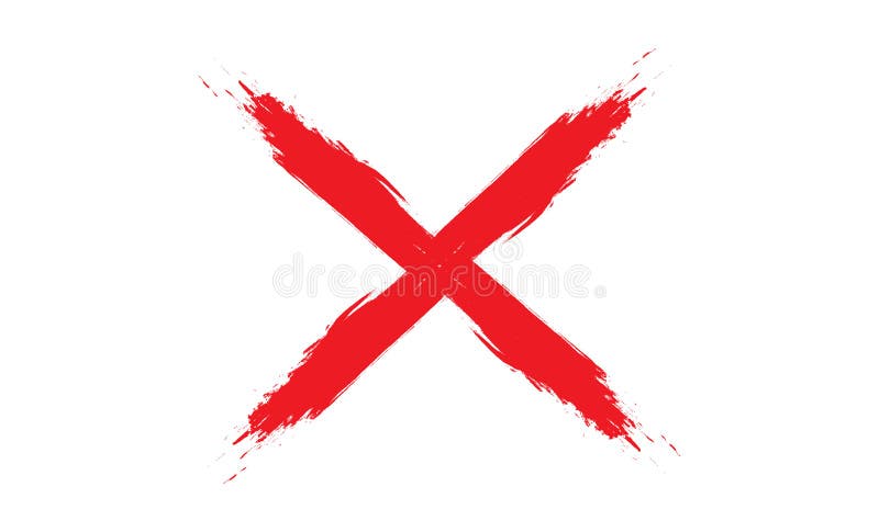 Hand Painted Red Brushstroke X Mark on White Background. Stock Vector ...