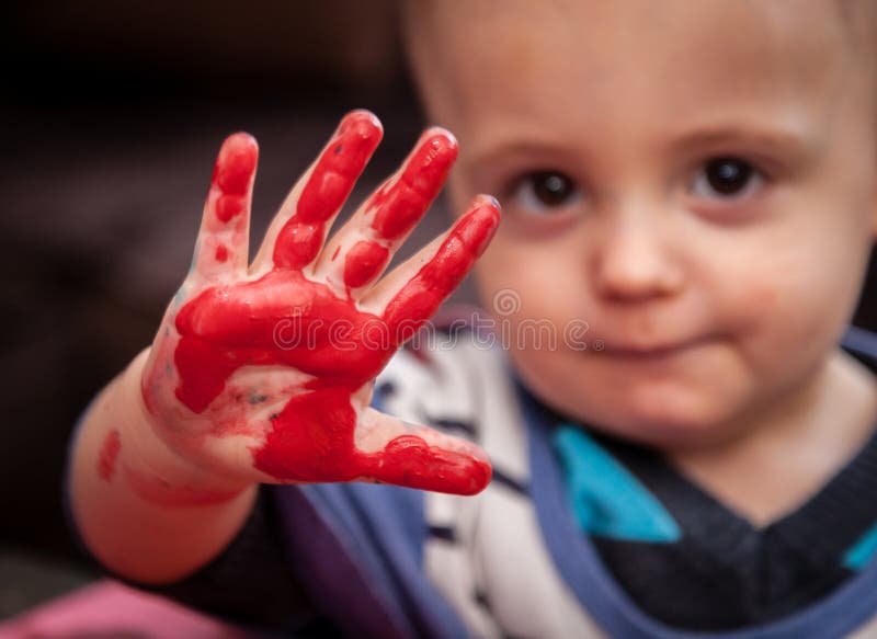 Hand painted red stock image. Image of creative, childhood - 68402607