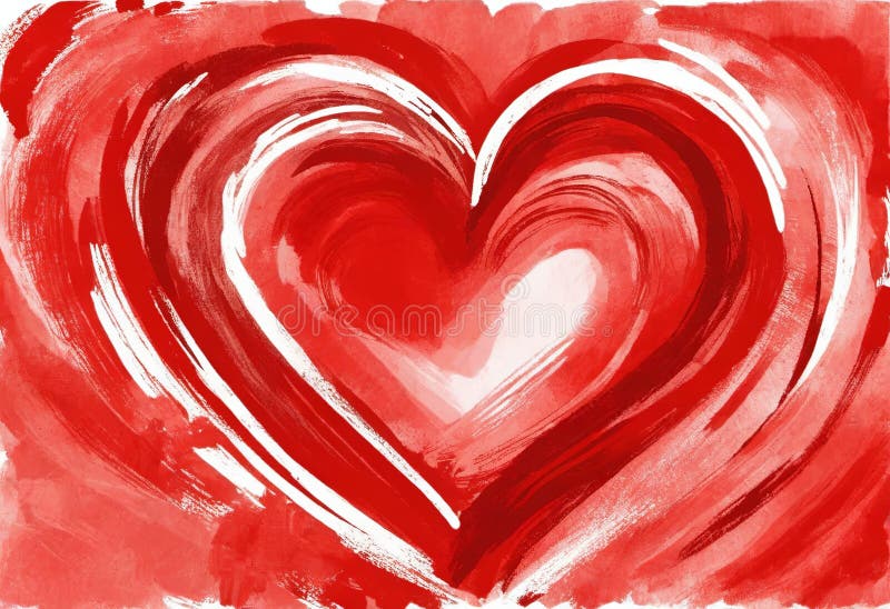Hand-painted Red Heart for Valentine S Day. Stock Illustration ...
