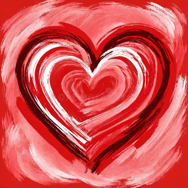 Hand-painted Red Heart for Valentine S Day. Stock Illustration ...