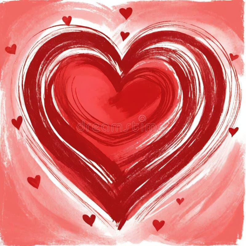 Hand-painted Red Heart for Valentine S Day. Stock Illustration ...