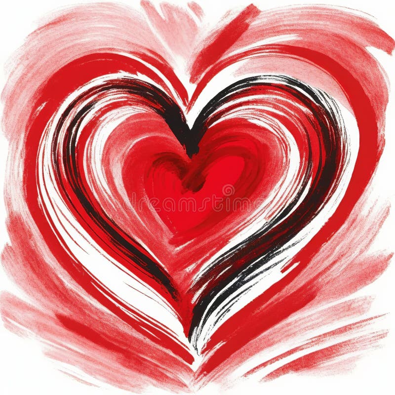 Hand-painted Red Heart for Valentine S Day. Stock Illustration ...