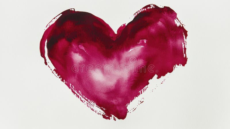 Hand Painted Red Heart Watercolor Design Stock Illustration ...