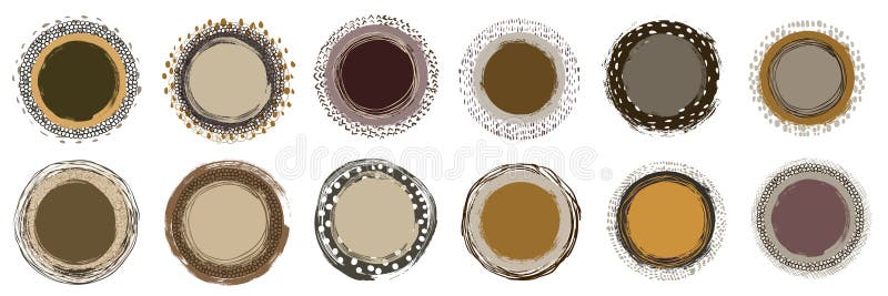 Hand Painted Round Vector Texture Shapes Labels, Frames and Borders ...