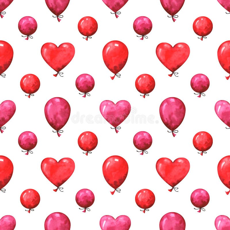 Hand Painted Seamless Pattern with Watercolor Balloons Stock ...