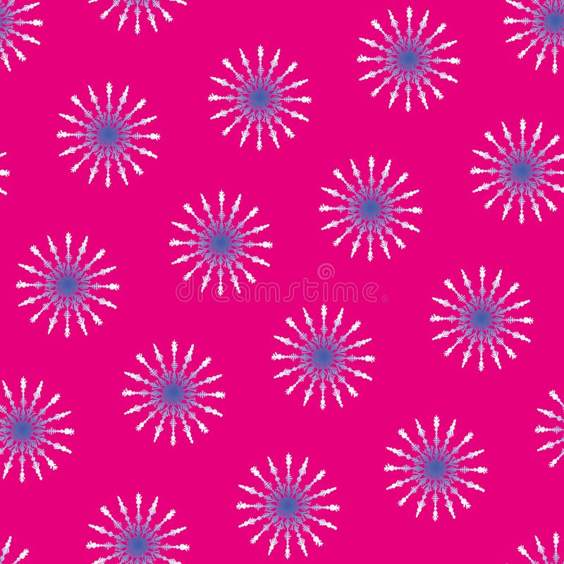 Hand Painted Seamless Snowflake Pattern, Bright Pink Background Pattern ...