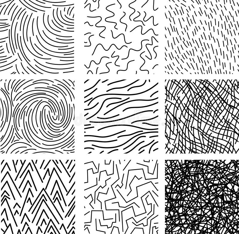 Hand Painted Simple Line Pattern Variation Set Stock Illustration ...