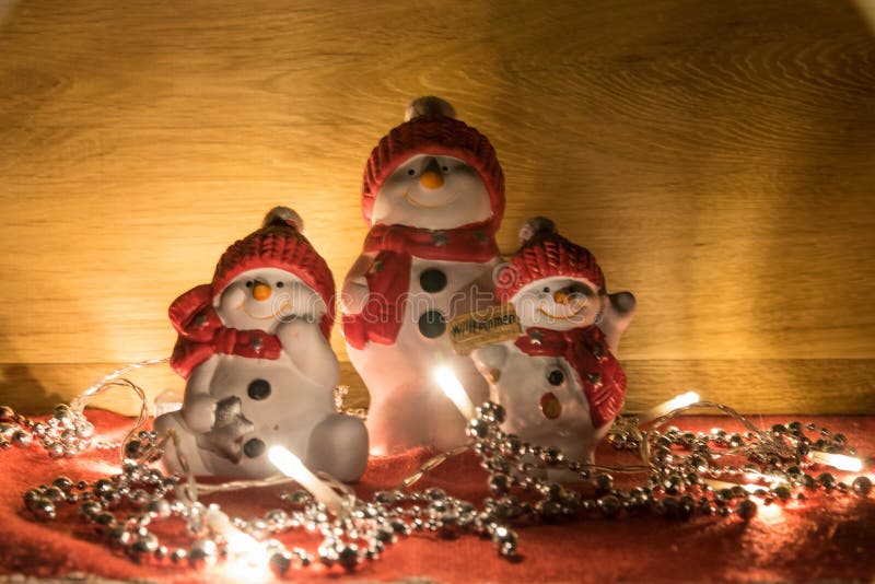 Hand-painted Snowmen with Welcome Stock Image - Image of illumination ...