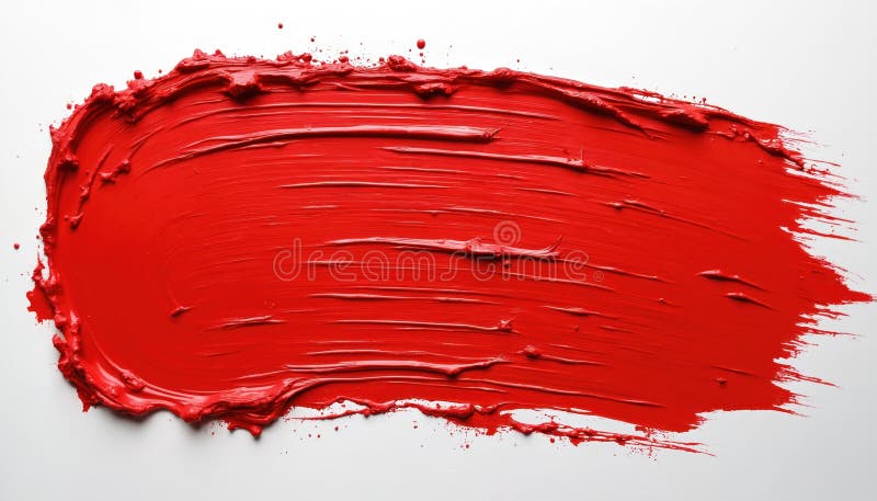 Hand Painted Stroke of Bright Scarlet Glossy Paint with Smooth Fluidity ...
