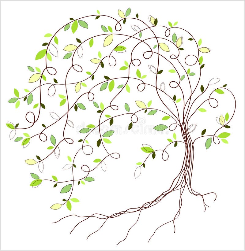 Hand Painted Stylized Tree Watercolors Vektor Illustrationer ...