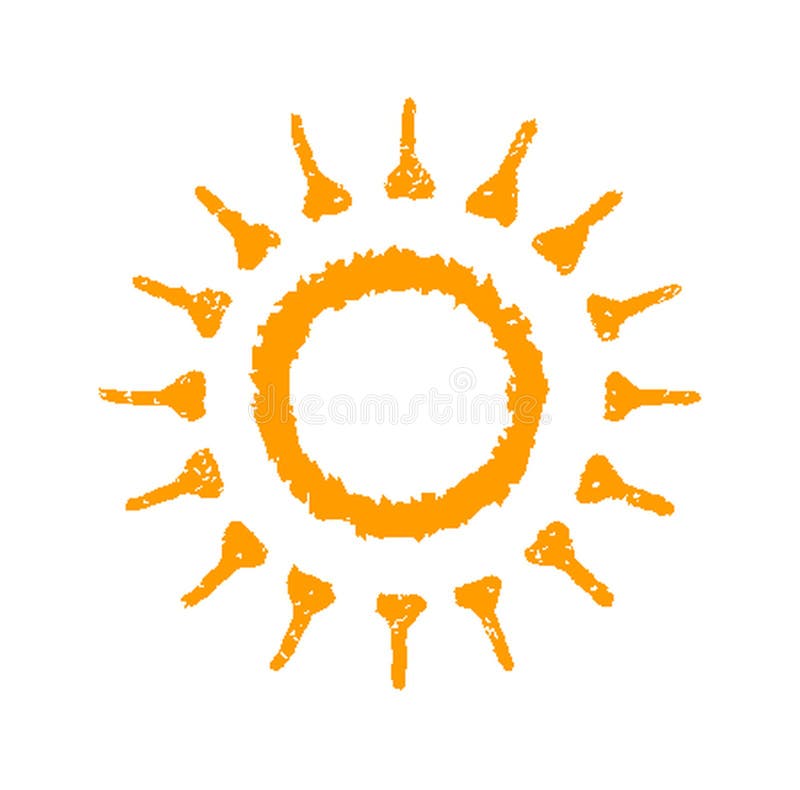 Hand Painted Sun Symbol, Hand Drawn with Crayon Stock Vector ...