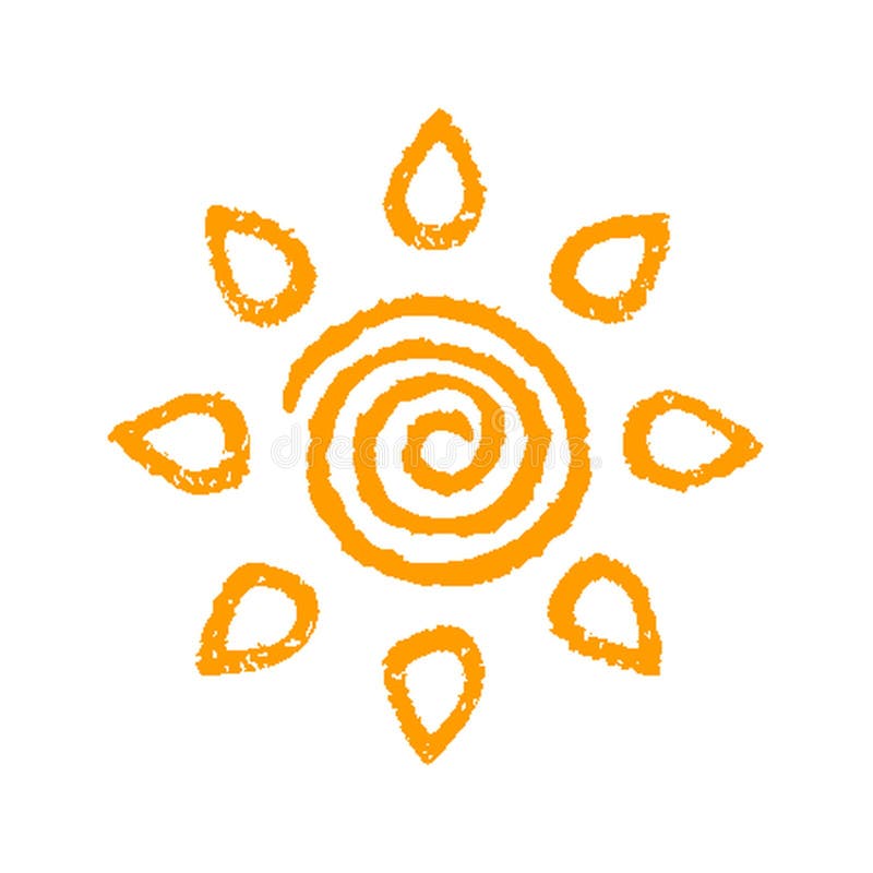 Hand Painted Sun Symbol, Hand Drawn with Crayon Stock Vector ...