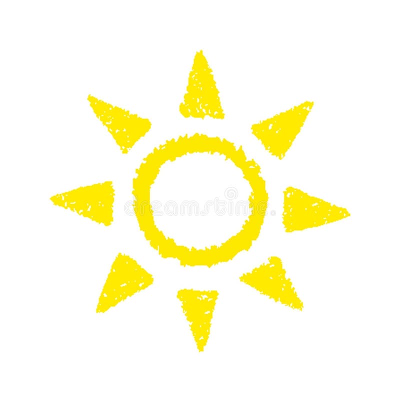Hand Painted Sun Symbol, Hand Drawn with Crayon Stock Vector ...