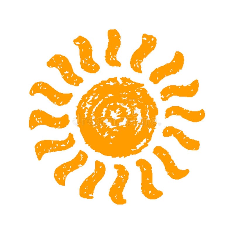 Hand Painted Sun Symbol, Hand Drawn with Crayon Stock Vector ...