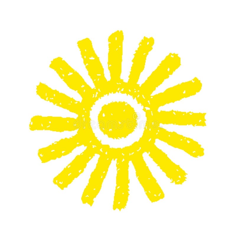 Hand Painted Sun Symbol, Hand Drawn with Crayon Stock Vector ...