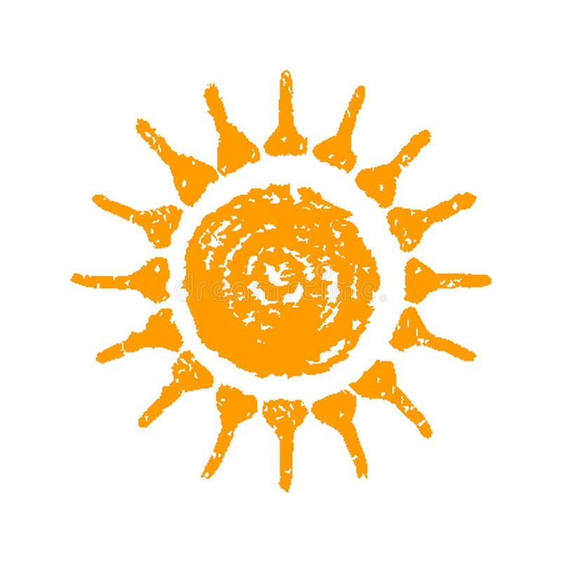 Hand Painted Sun Symbol, Hand Drawn with Crayon Stock Vector ...