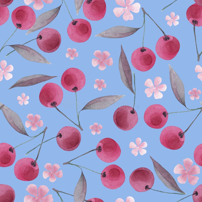 Botanical Set with Cherry Elements. Stock Illustration - Illustration ...