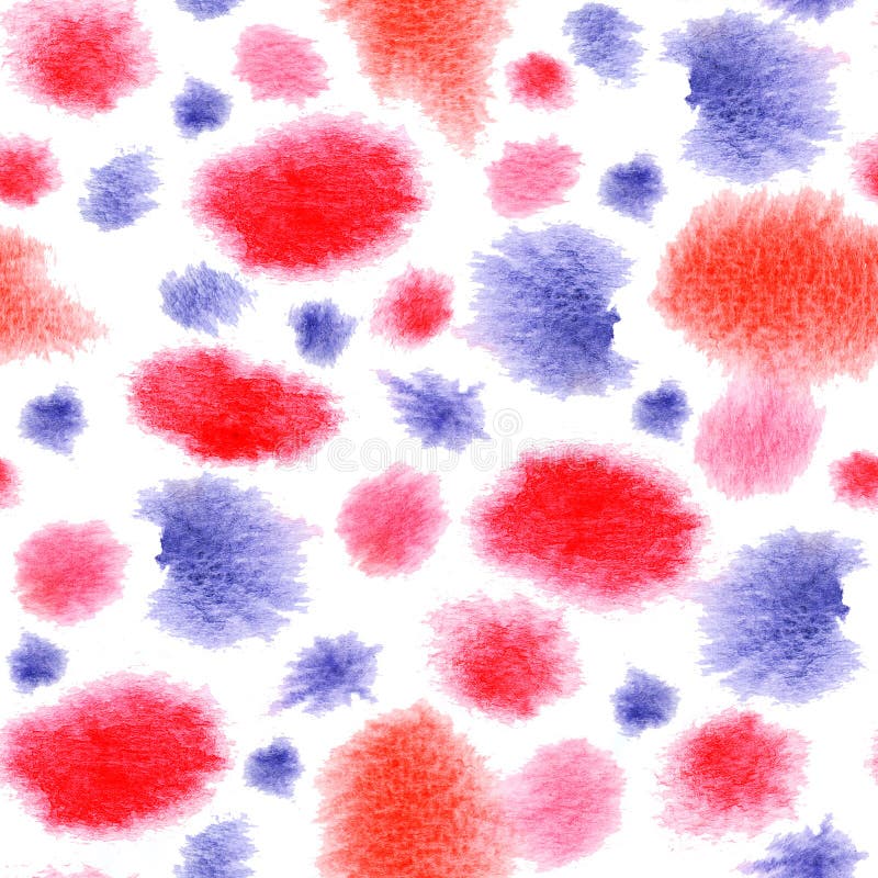 Hand Painted Watercolor Blue and Pink Spot Texture, Abstract Seamless ...