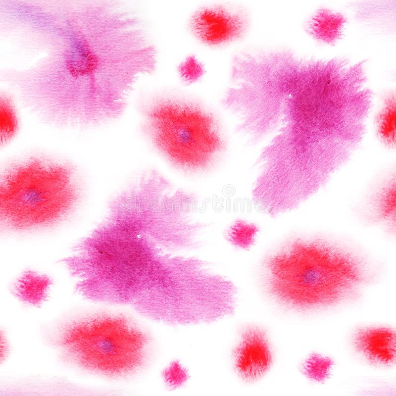 Hand Painted Watercolor Blue and Pink Spot Texture, Abstract Seamless ...