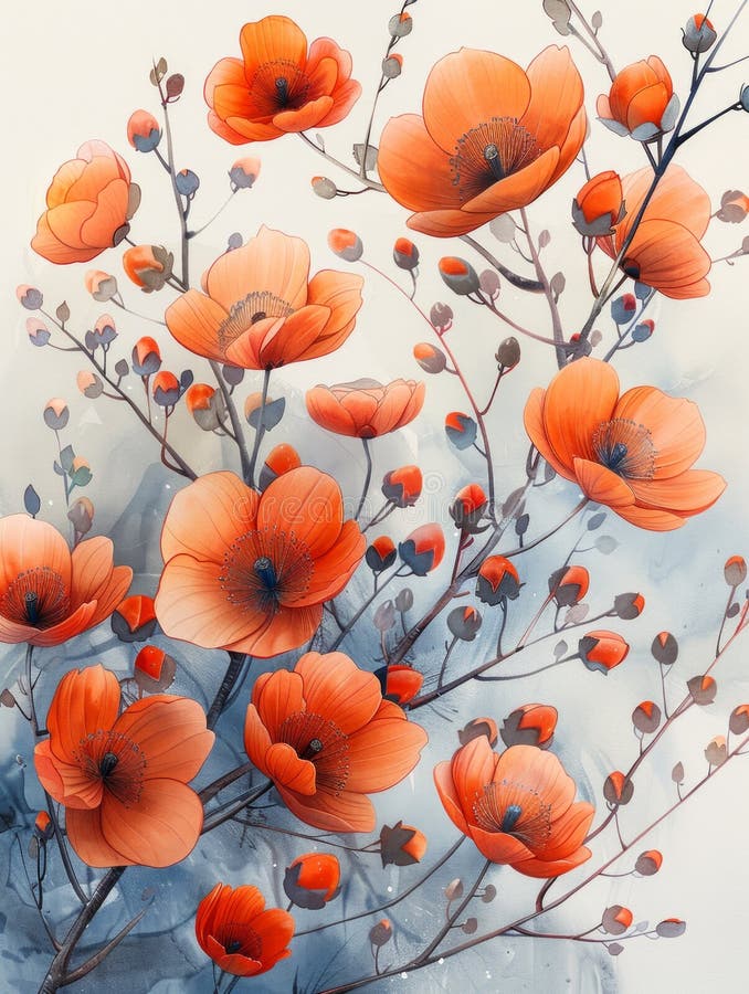Hand-Painted Watercolor Flower Illustrations Generative AI Stock ...