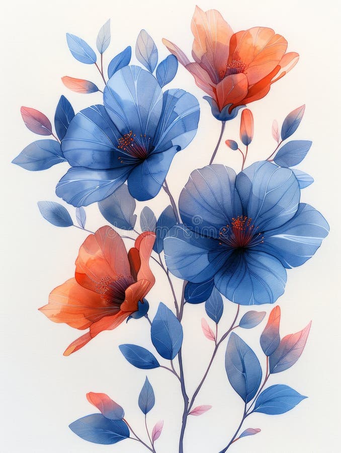 Hand-Painted Watercolor Flower Illustrations Generative AI Stock ...