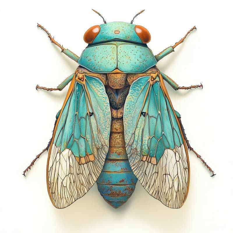 A Hand-painted Watercolor Illustration of a Cicada, Available in ...