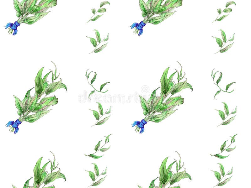 Hand Painted Watercolor Leaves Pattern Stock Illustration ...