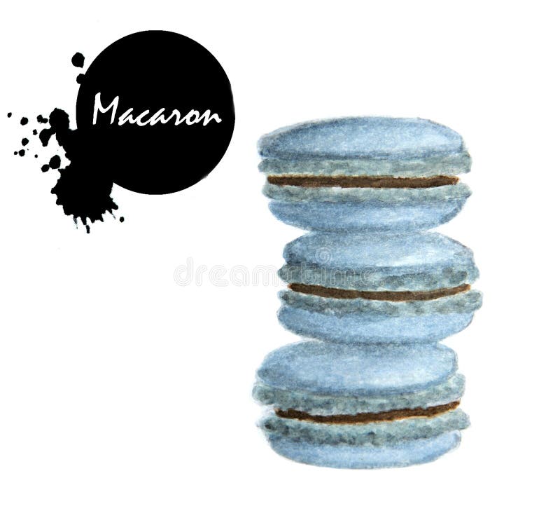 Hand Painted Watercolor Macarons Stock Illustration - Illustration of ...