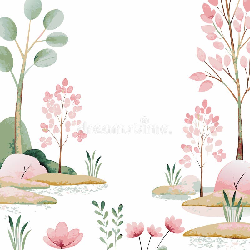 Hand Painted Watercolor Nature on White Background Stock Illustration ...