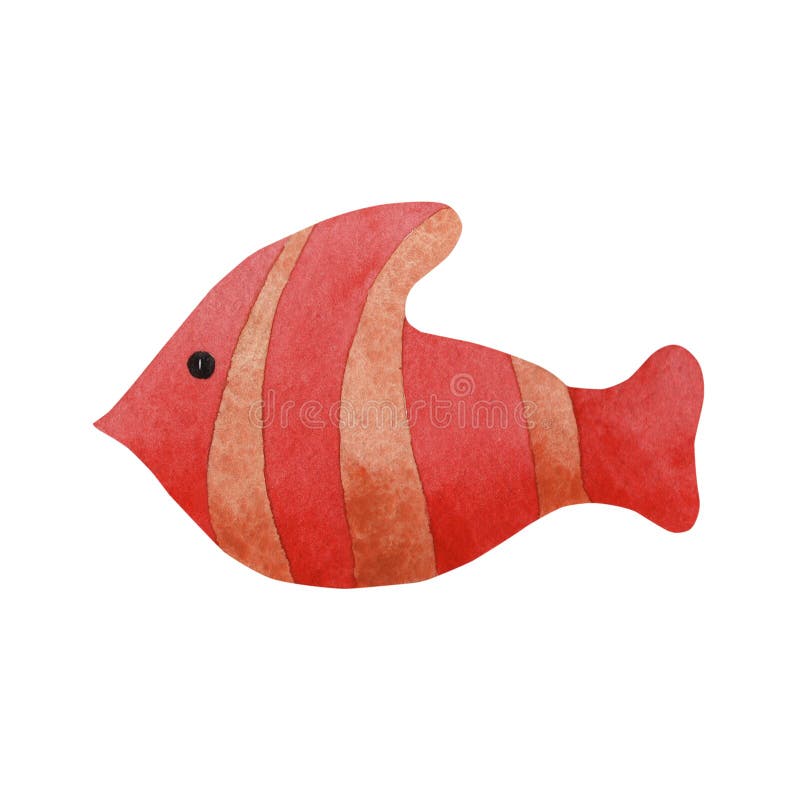 Hand Painted Watercolor Red and Orange Fish. Stock Image - Image of ...