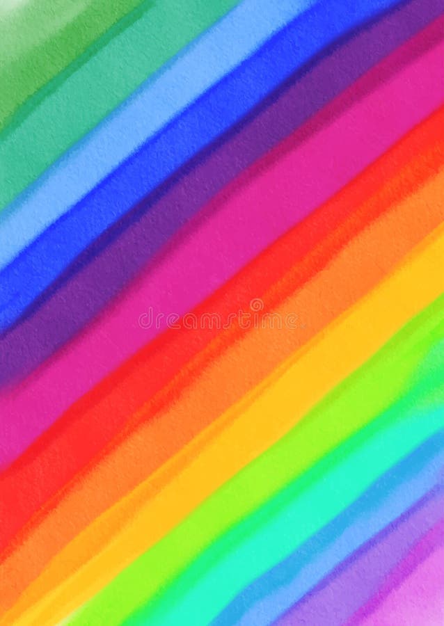 Hand Painted Watercolour Rainbow Coloured Striped Background Stock ...