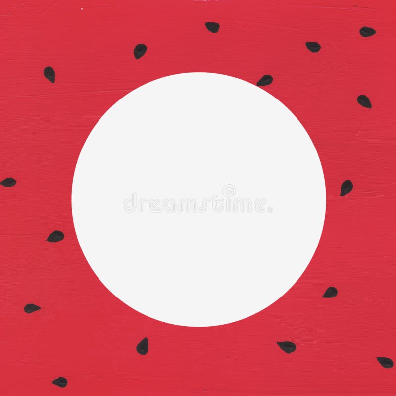 Hand Painted Watermelon Background. Negative Circle Shape Frame. Stock ...