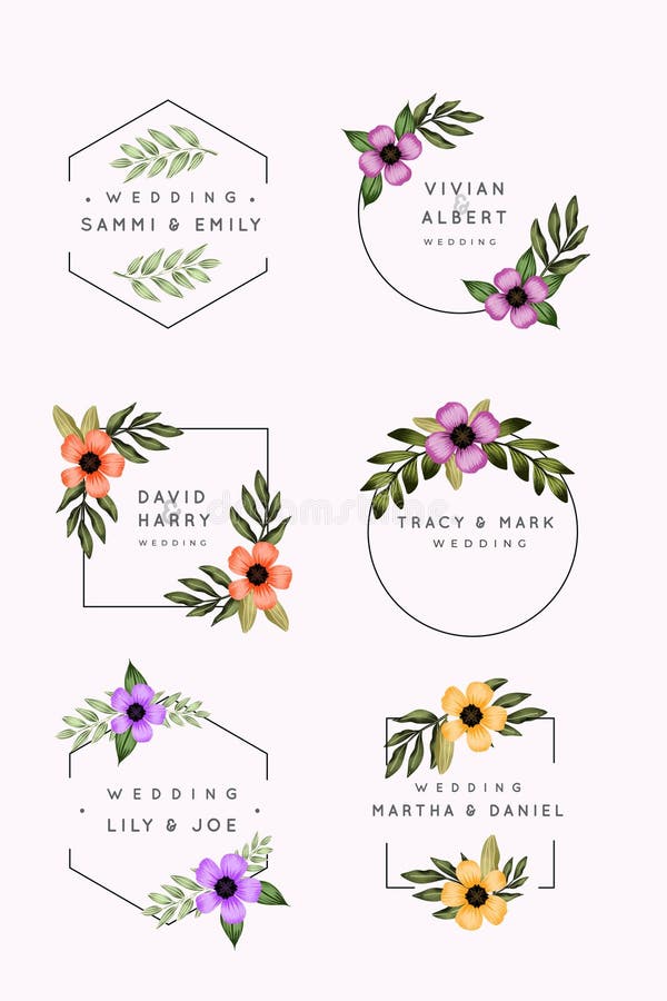 Hand Painted Wedding Monograms Vector Design Illustration Stock Vector ...